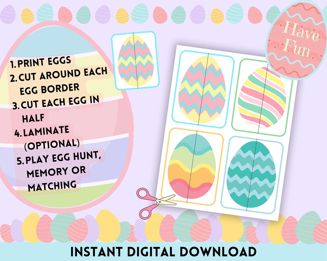 Easter Egg Hunt Matching Game~easter Memory Game~kids Spring Printable ...