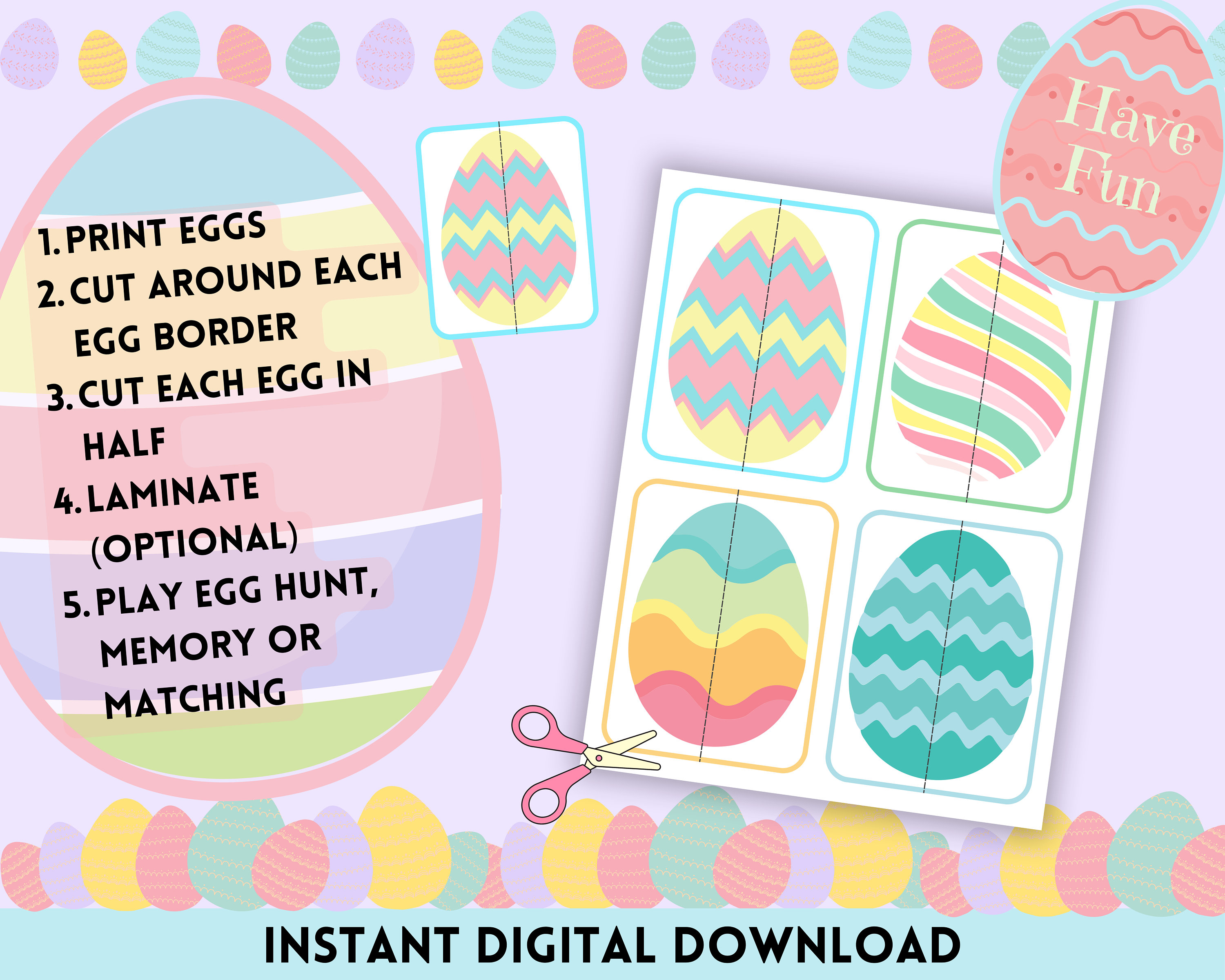 Easter Egg Hunt Matching Game~easter Memory Game~kids Spring Printable ...