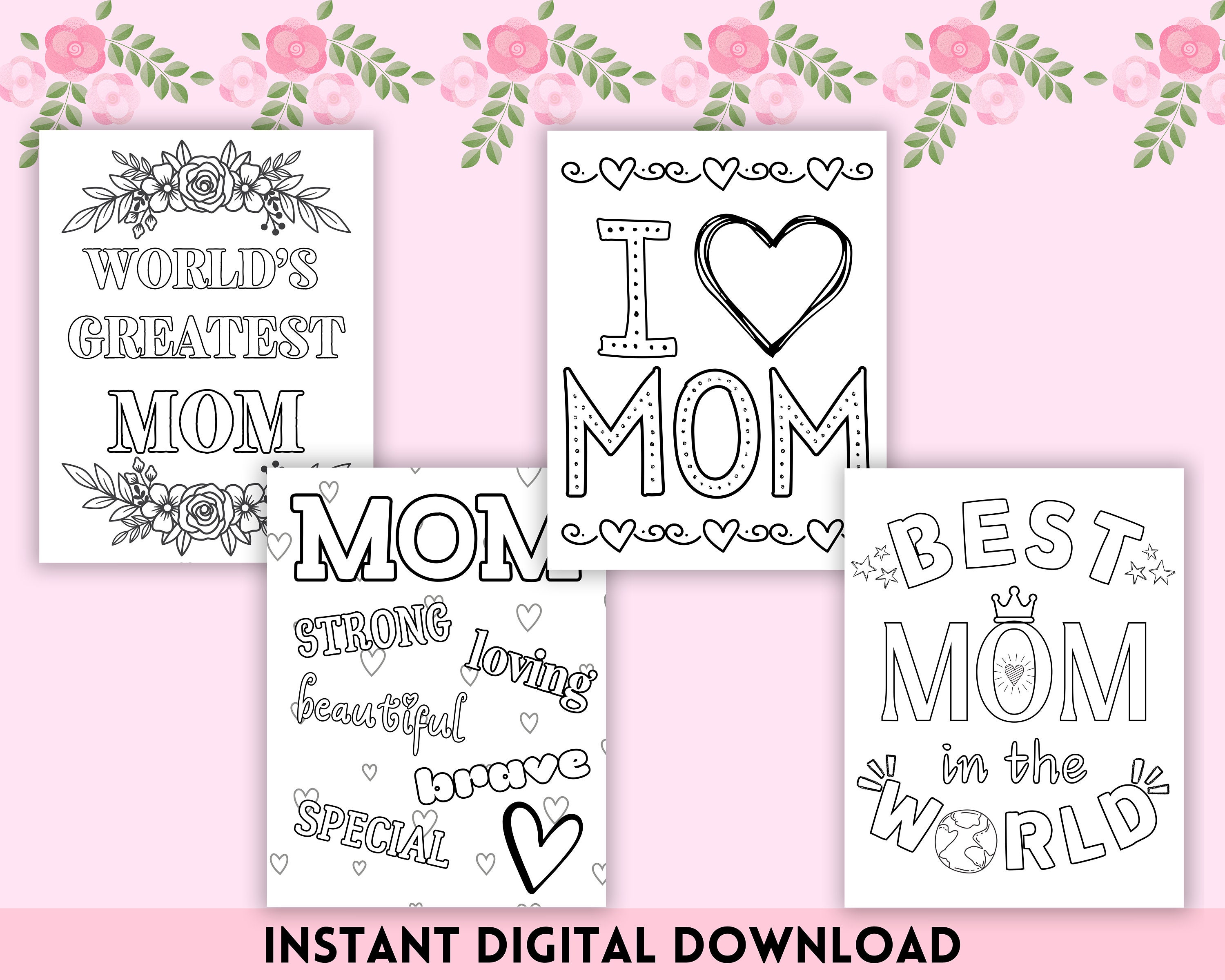 Mother's Day Coloring Pages, Kids Printable Coloring Pages, Mother's ...