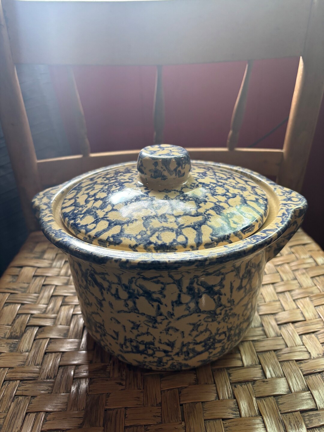 Robinson Ransbottom 2 Quart Round Blue Spongeware Lidded Cassarole - Etsy