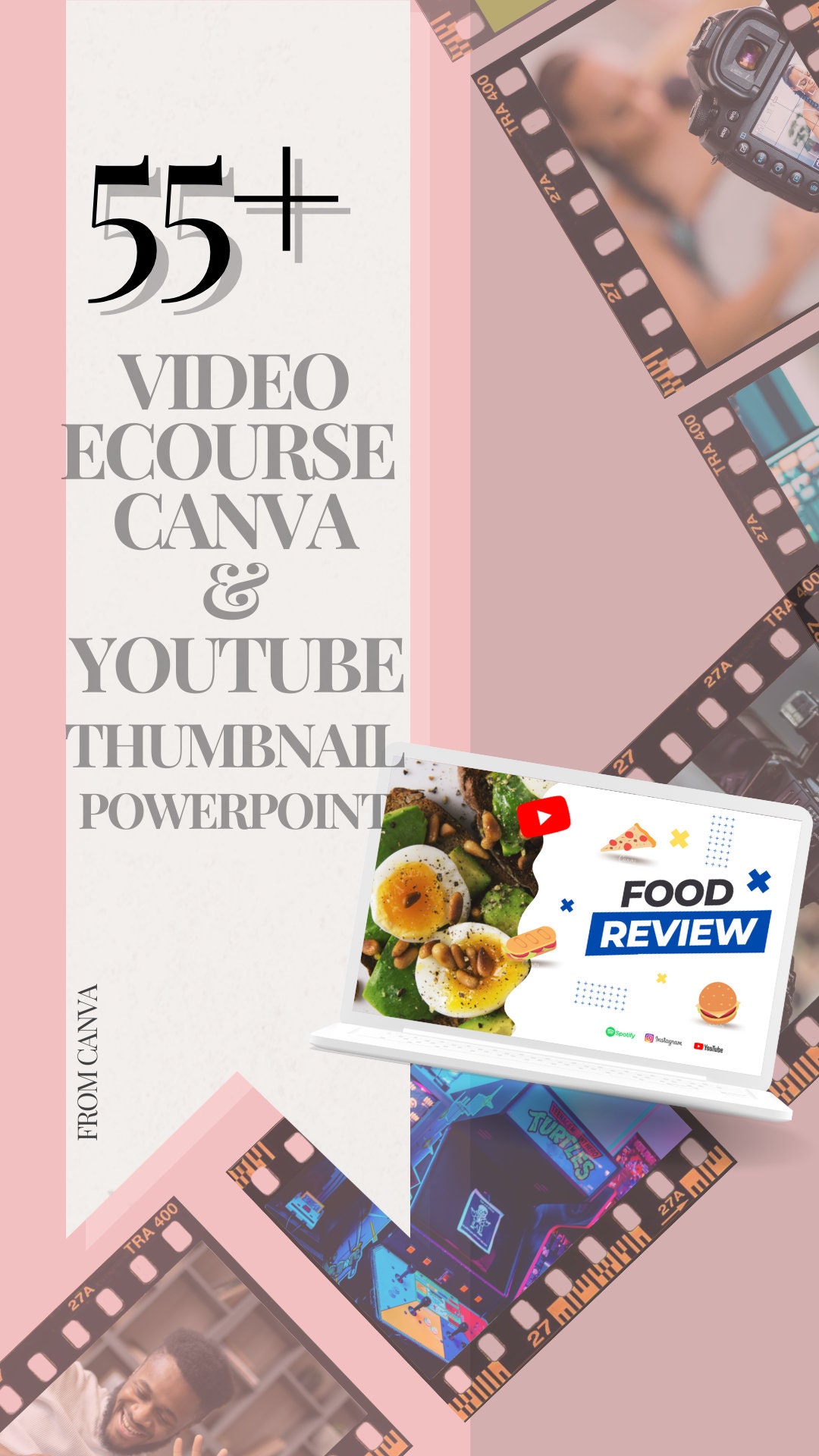 Ecourse Canva| Thumbnail Youtube Template| Paper Work|55+ Thumbnail ...