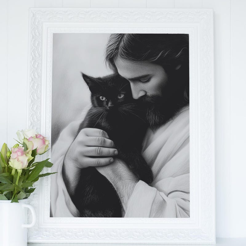 Cat Jesus Art - Etsy