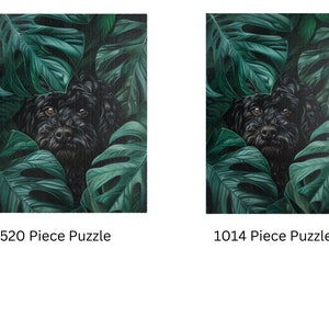 Black Cockapoo Dog in Monstera Leaves Jigsaw Puzzle, Dog Lover Puzzle ...
