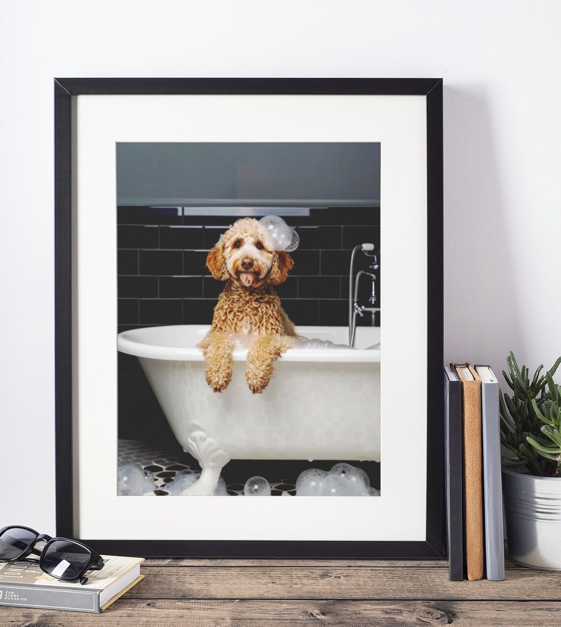 Goldendoodle in a Tub, Wall Decor, Doodle Lover Gift, Pet Owner Gift ...