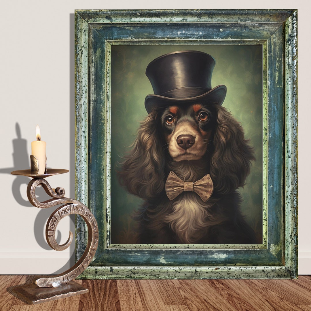 Cocker Spaniel in Top Hat and Bow Tie, Pet Lover Gift, Funny Dog ...