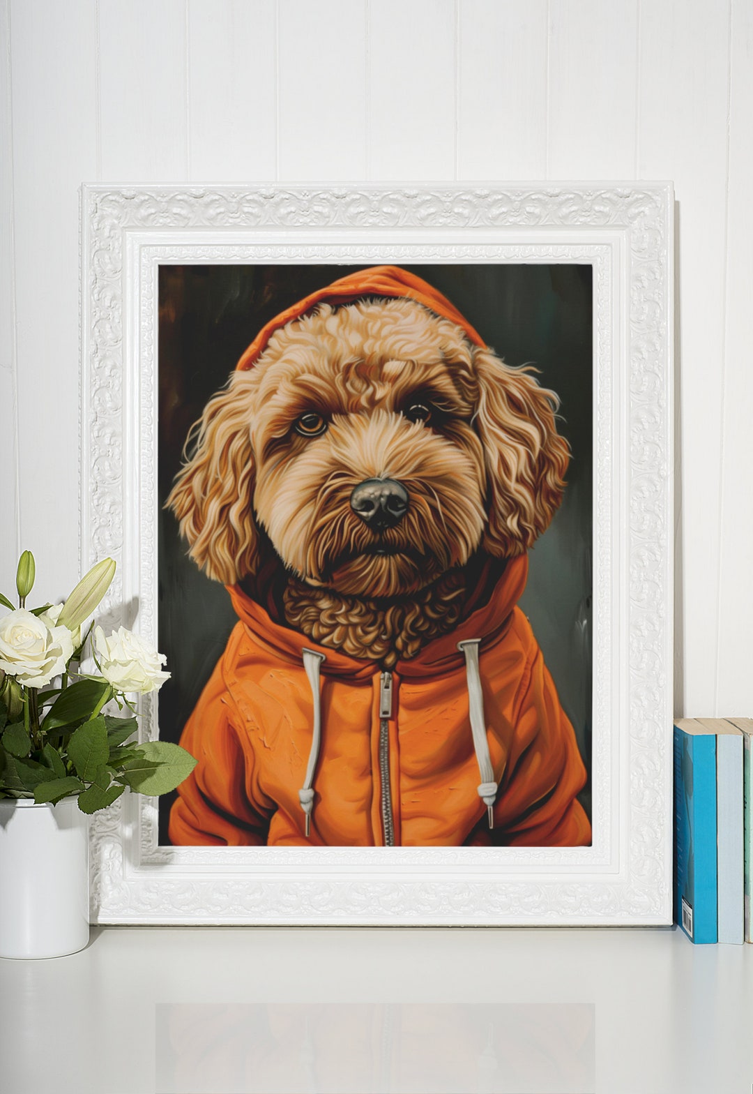 Brown Cockapoo Dressed up in Hoodie, Pet Lover Gift, Cute Dog Poster ...