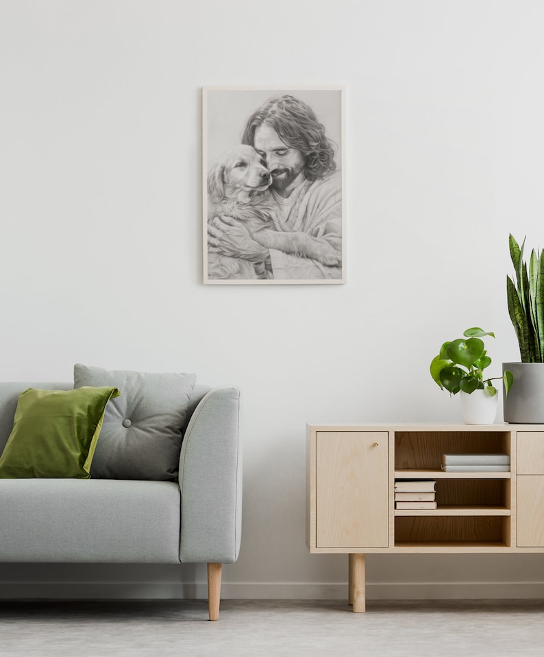 Jesus Holding Labrador Dog Poster, Dog Poster, Pet Memorial Print ...