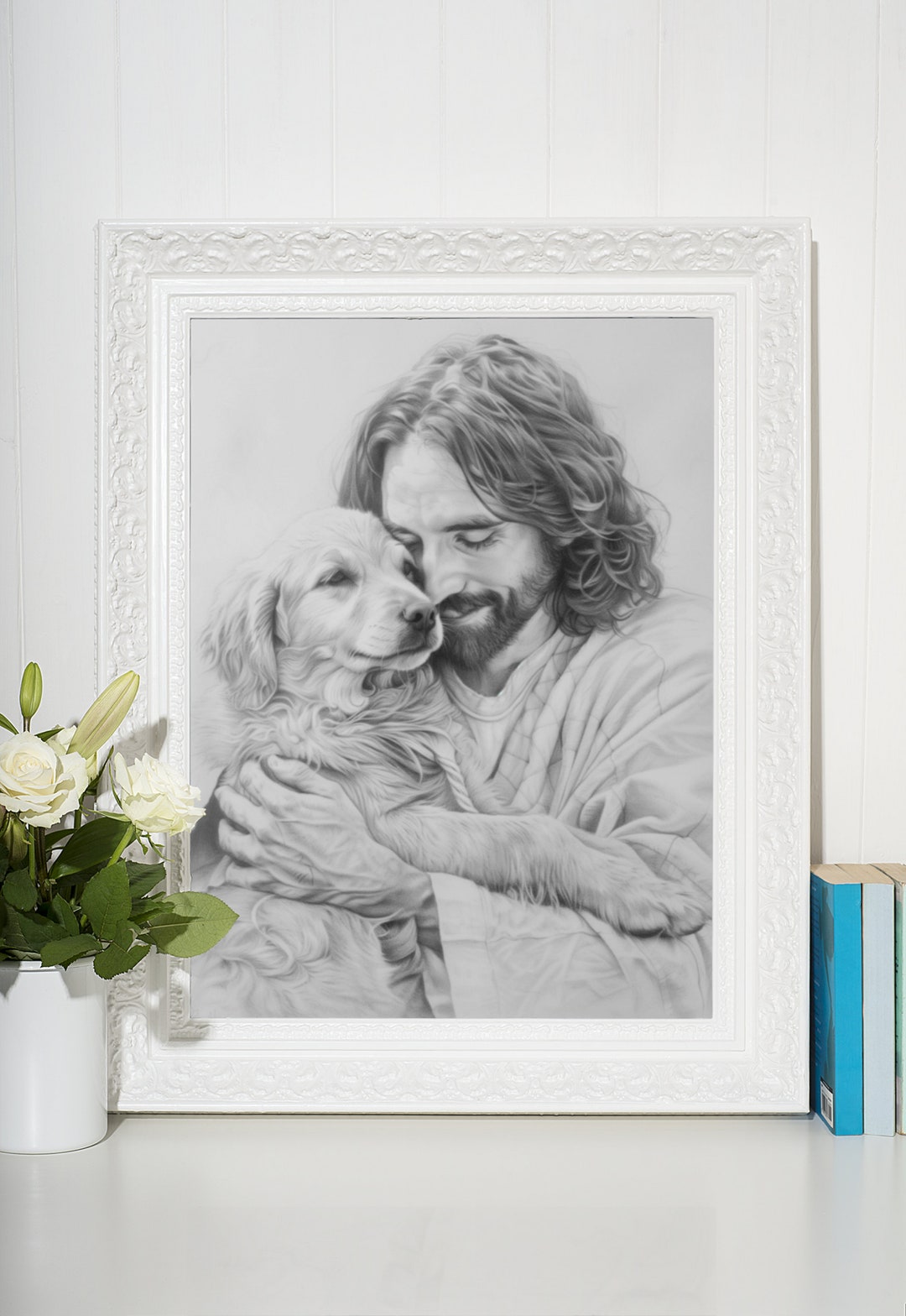 Jesus Holding Labrador Dog Poster, Dog Poster, Pet Memorial Print ...