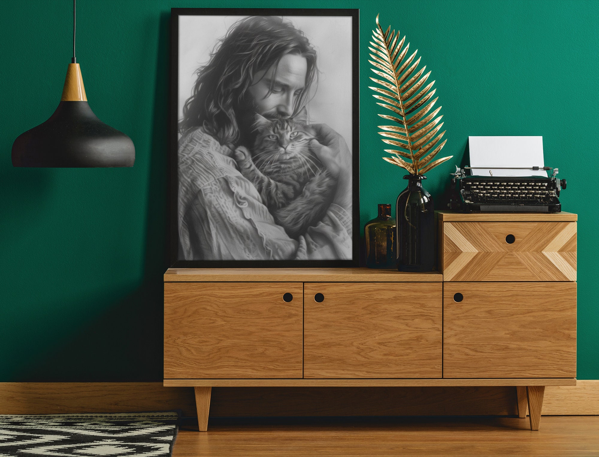 Jesus Holding a Tabby Cat Poster, Cat Print, Pet Memorial Print, Christ ...