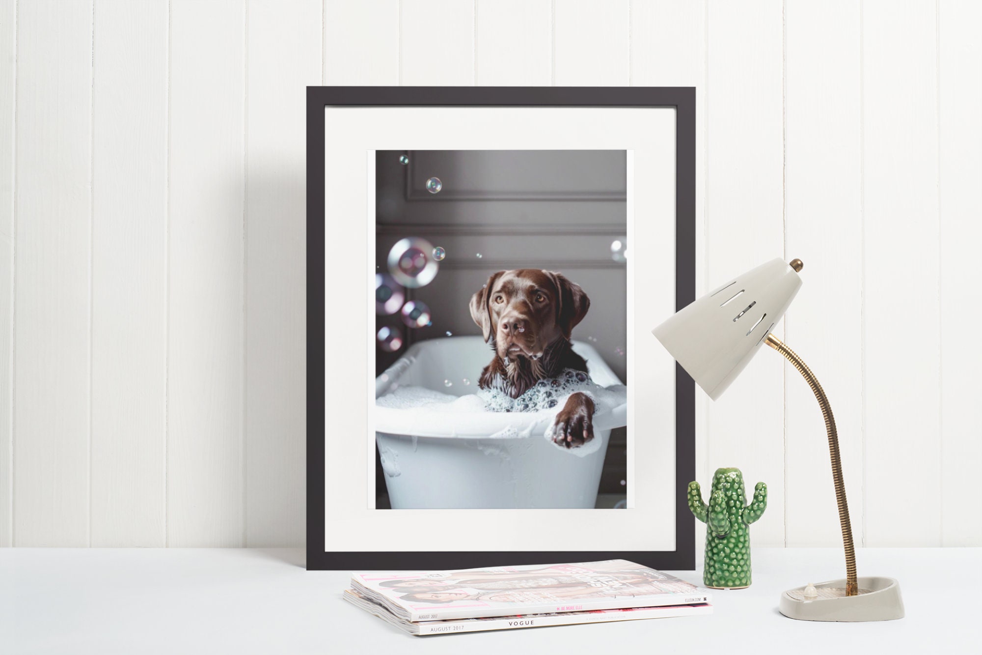 Chocolate Lab in a Tub, Pet Lovers Gift, Funny Dog Painting, Wall Decor, Lab Lover Gift, Pet ...