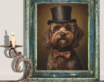 Cockapoo Wearing Top Hat and Tails - Cockerpoo in Tuxedo and Bow Tie ...