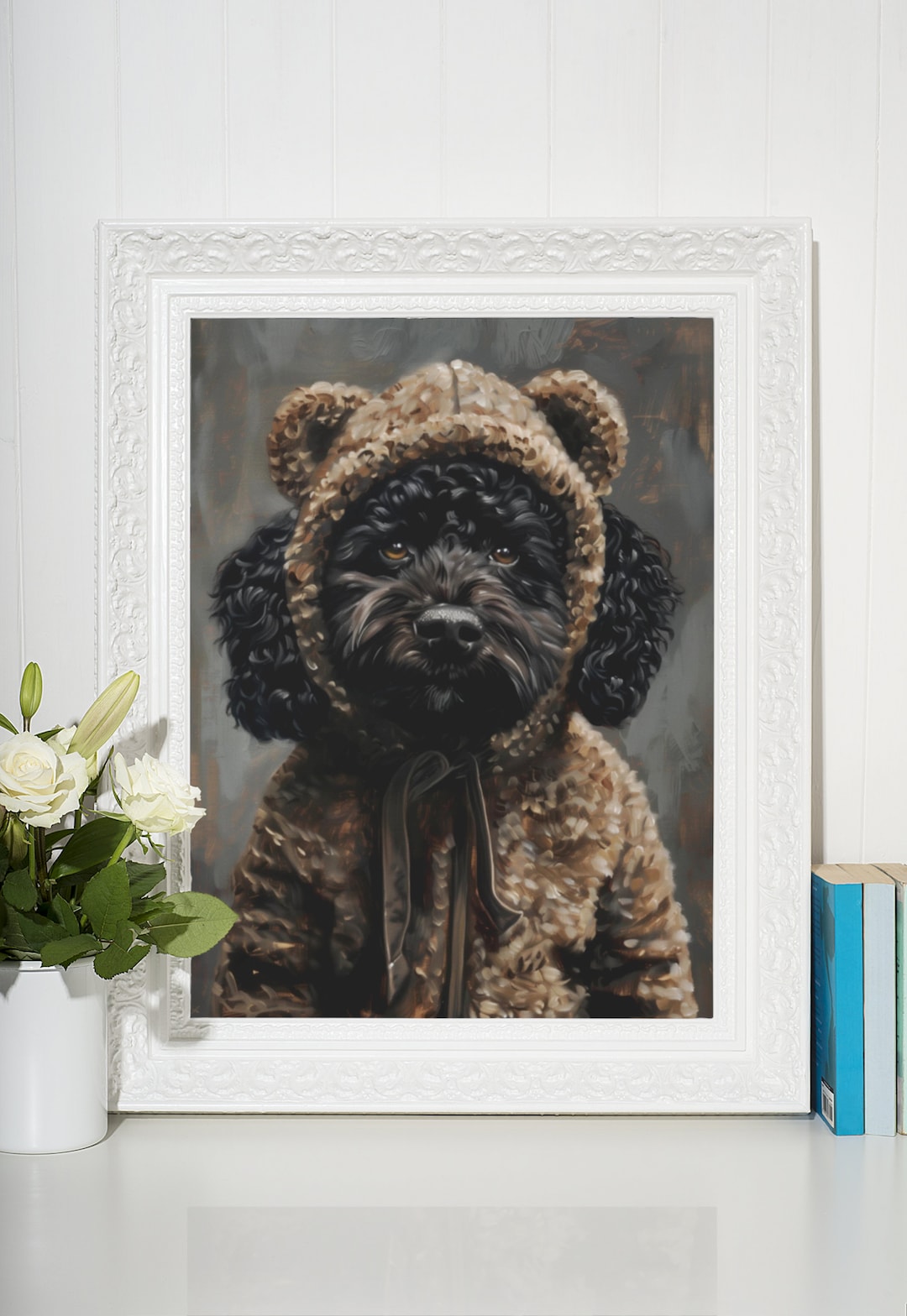 Black Cockapoo Dressed up in Hoodie, Pet Lover Gift, Cute Dog Poster ...