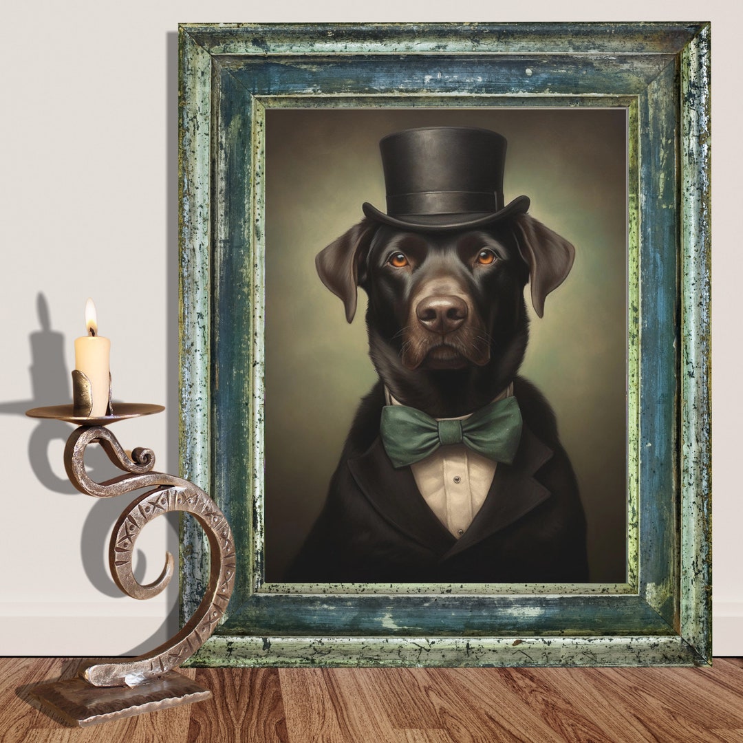 Chocolate Lab in Top Hat and Tuxedo, Pet Lovers Gift, Funny Dog ...