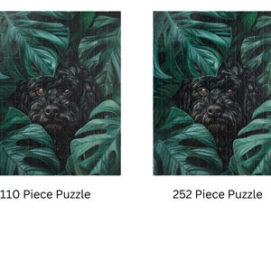Black Cockapoo Dog in Monstera Leaves Jigsaw Puzzle, Dog Lover Puzzle ...