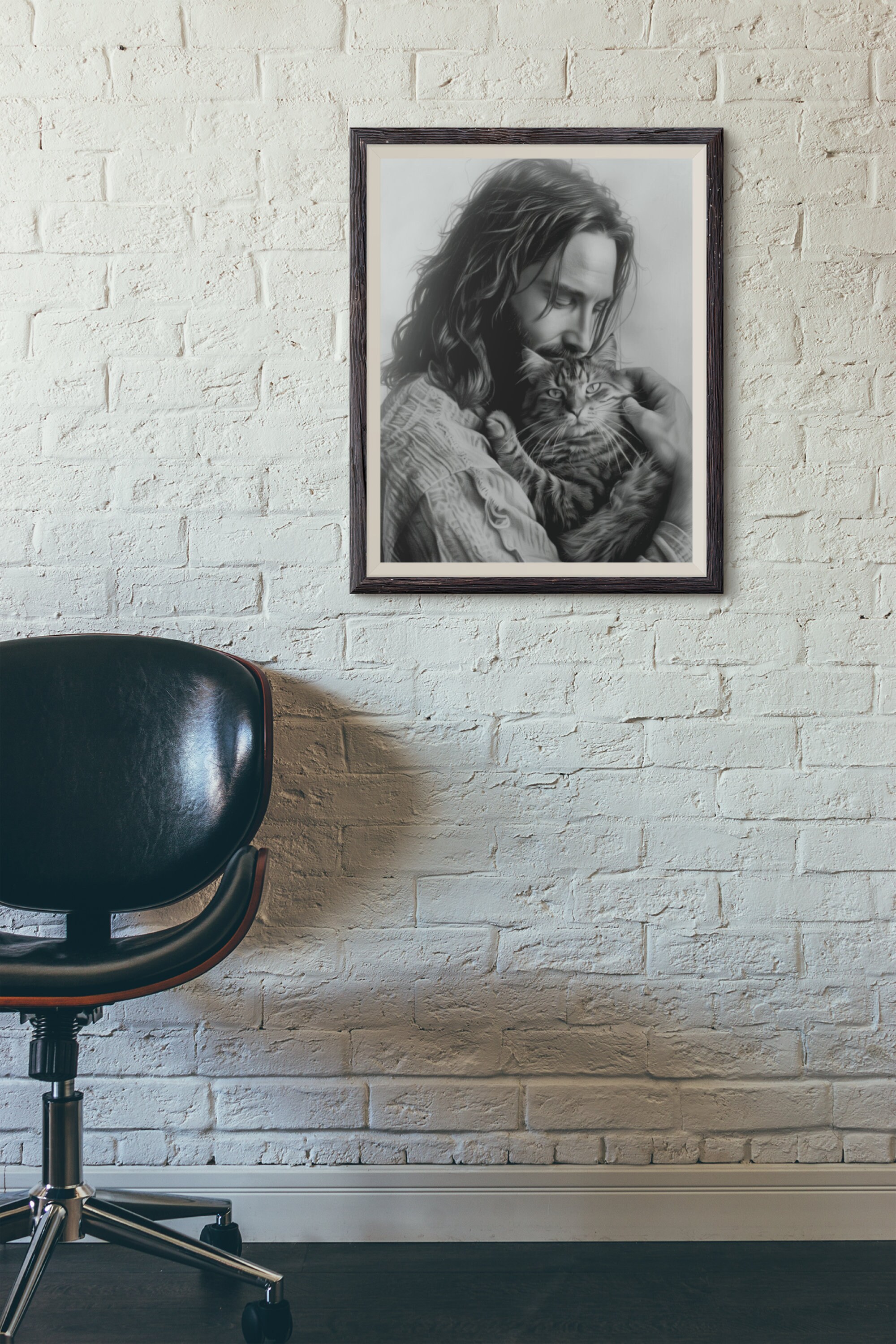 Jesus Holding a Tabby Cat Poster, Cat Print, Pet Memorial Print, Christ ...