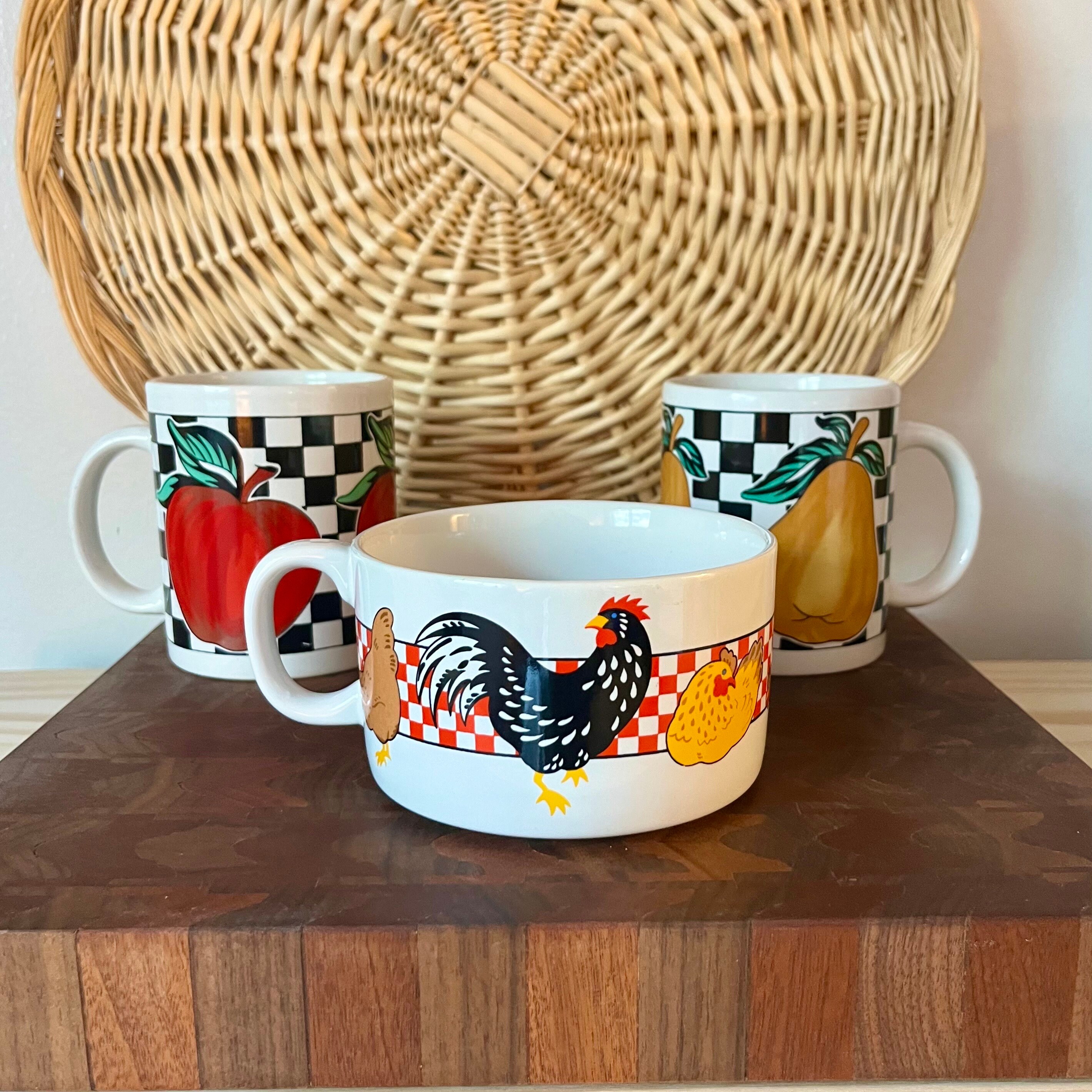 Wide 90s Chicken Checkerboard Mug - Etsy