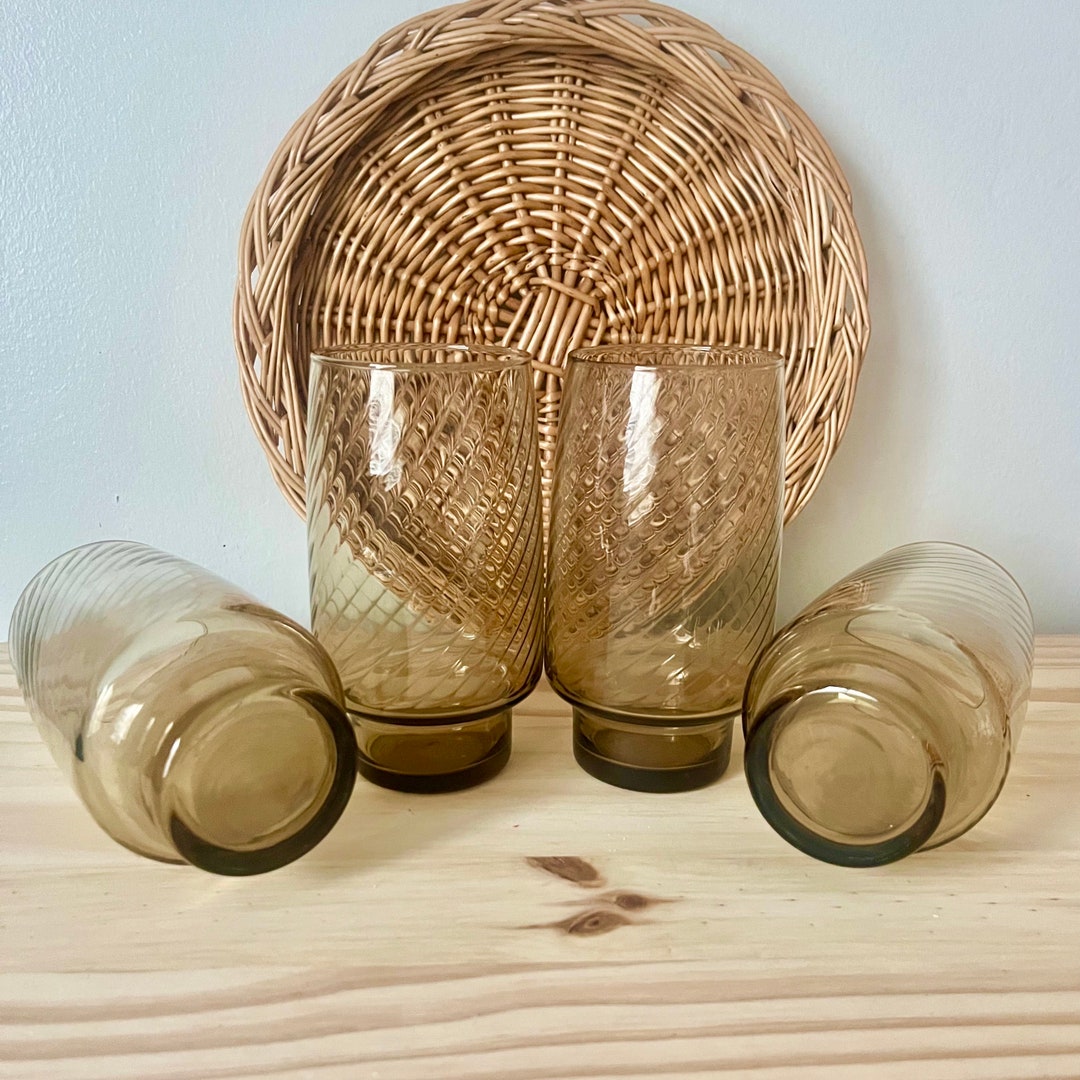 Libbey Vintage Swirl Amber Tawny Smoked Glass Tumbler - Etsy