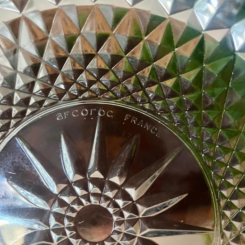 Set of Vintage Arcoroc France diamant Glass Crystal Serving Bowl With 4 ...