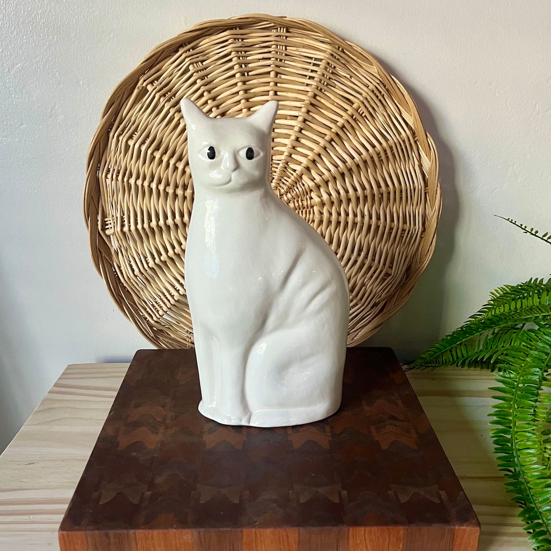 Vintage Mcm White Ceramic Enesco Cat - Etsy