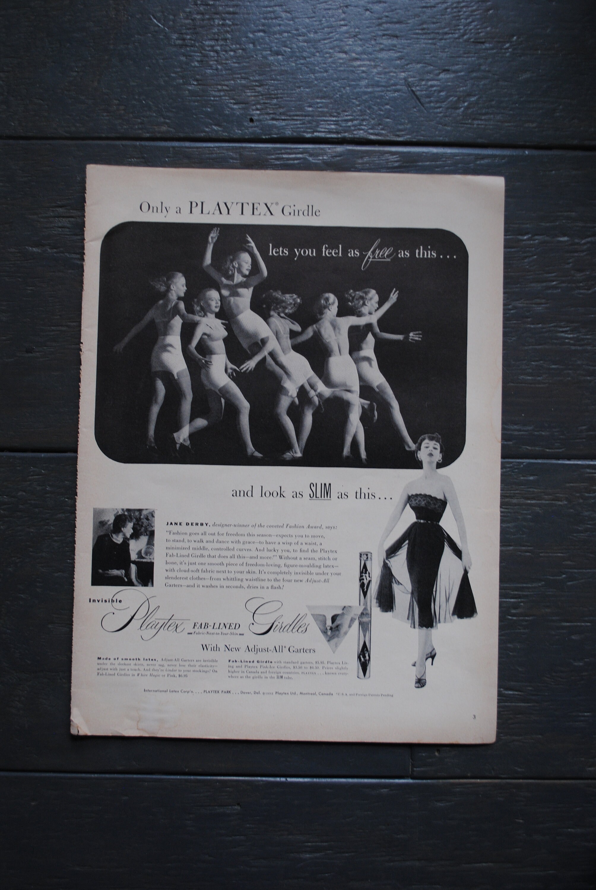 Playtex Girdle Black and White VINTAGE MAGAZINE ADVERTISEMENT Fab Lined ...