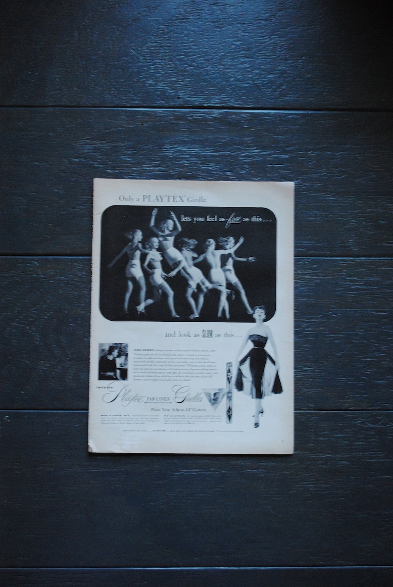 Playtex Girdle Black and White VINTAGE MAGAZINE ADVERTISEMENT Fab Lined ...