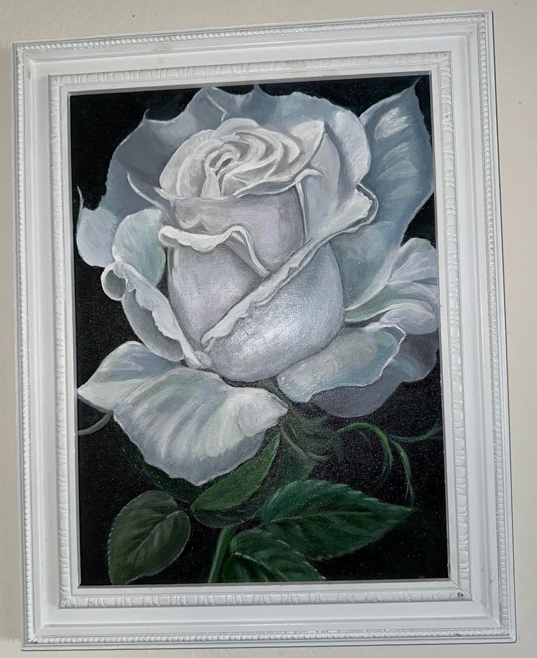 White Rose Framed / 19x15 Inches / Oil Painted - Etsy
