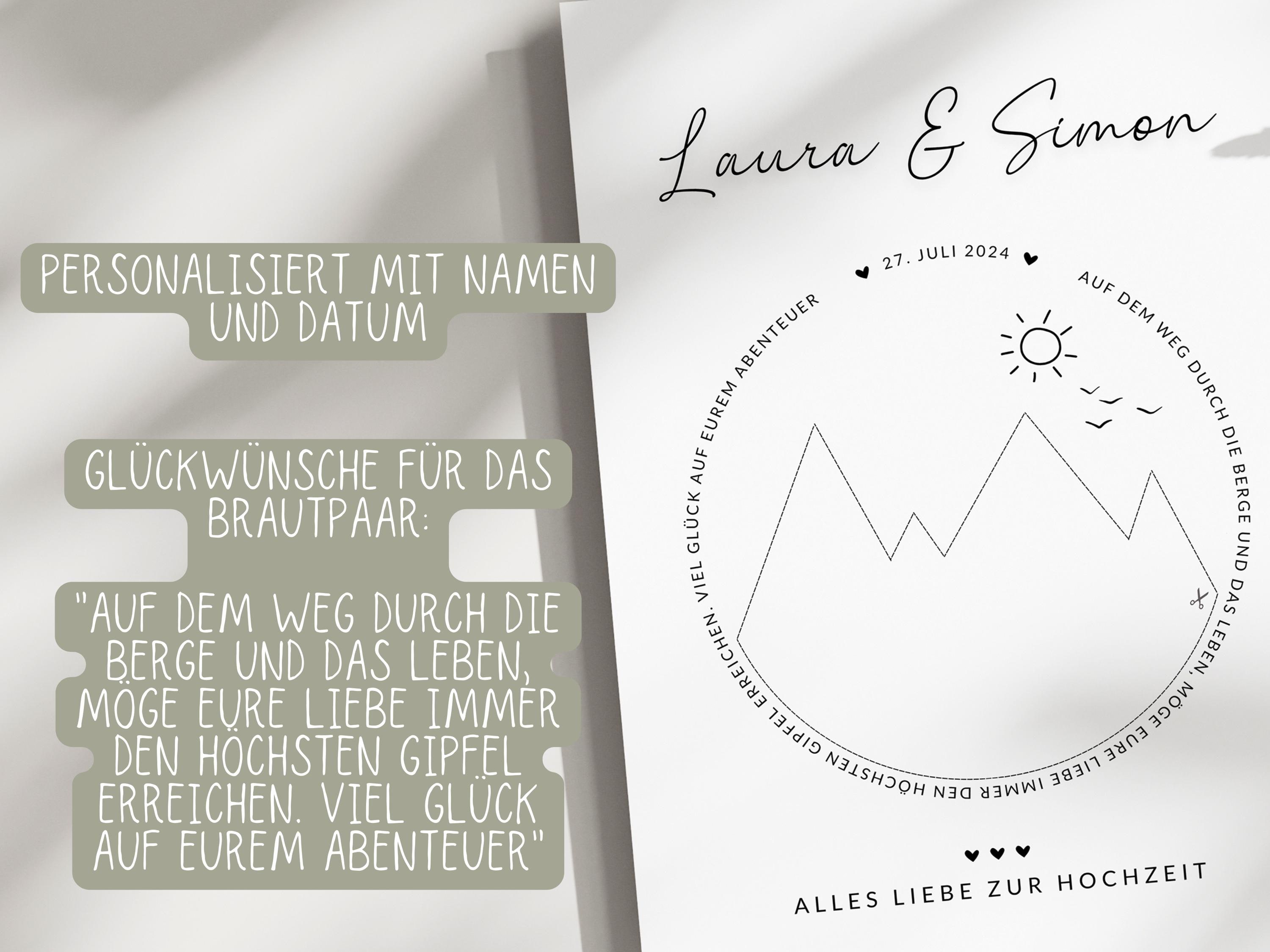 Geldgeschenk Hochzeit Berge Wandern Gutschein Für Brautpaar ...