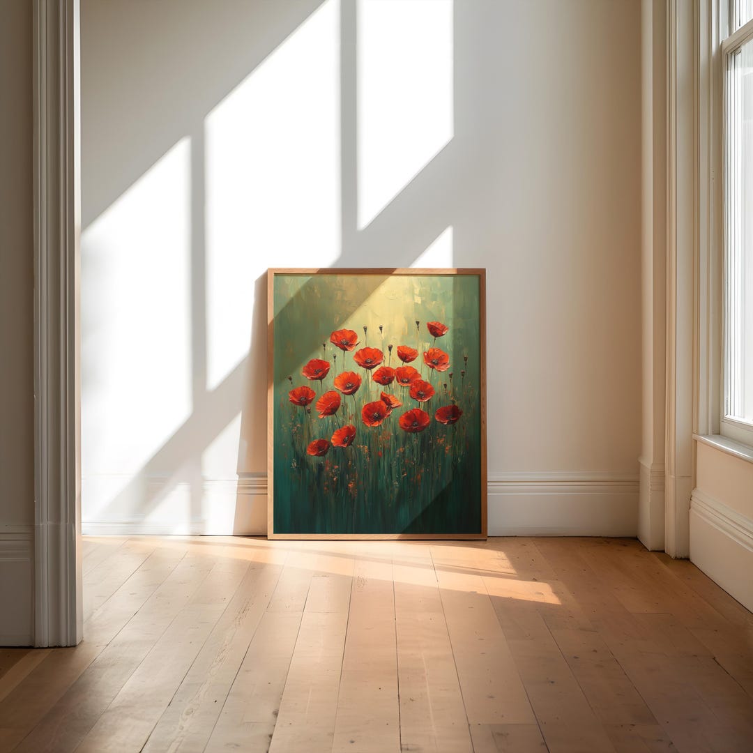 Red Poppy Wall Art Print, Floral Wall Art Decor for Modern Home, Nature ...