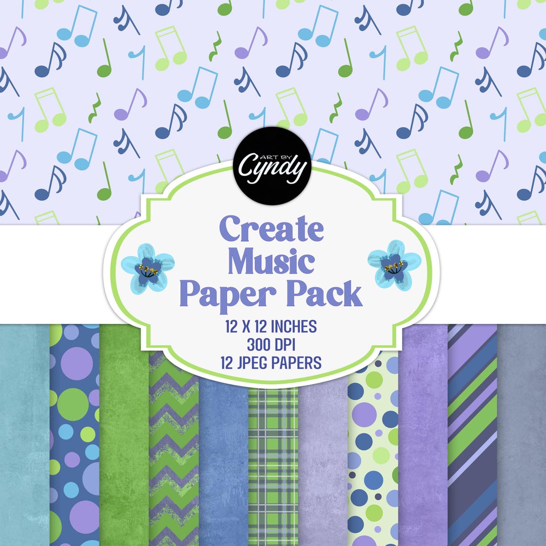 Create Music Paper Pack | 12 12x12 Jpeg Images at 300 Dpi - Etsy