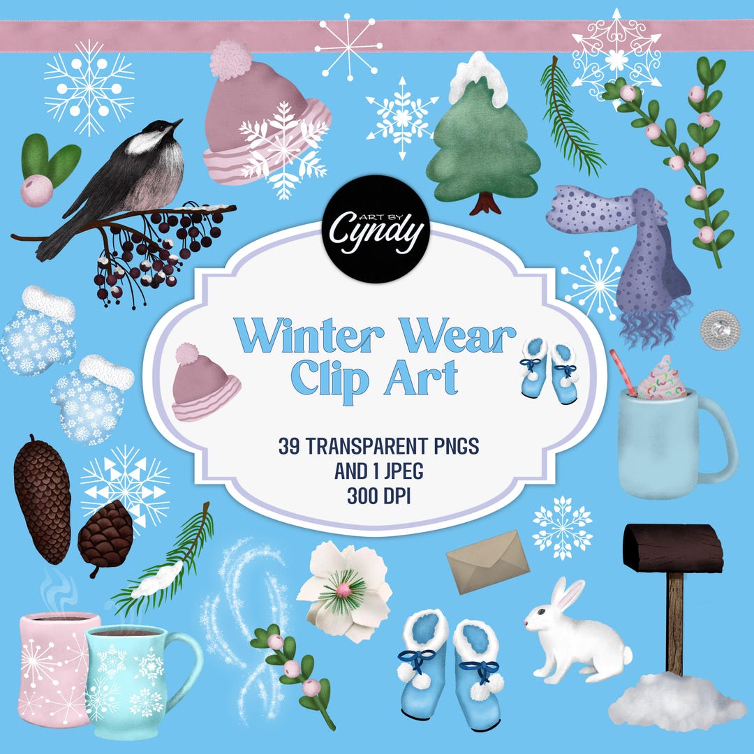 Winter Wear Clip Art | 39 Hand-drawn Png Images at 300 Dpi - Etsy