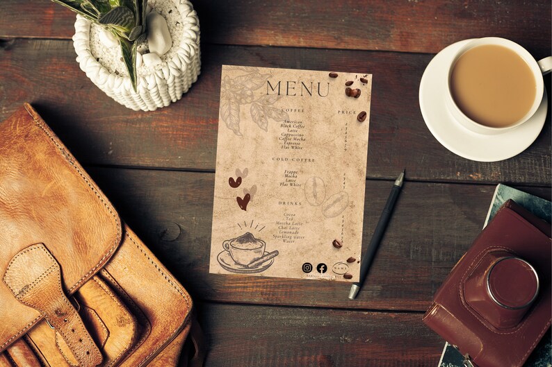 Elegant Coffee Menu | Editable Cafe Shop Menu Template | Minimalist ...