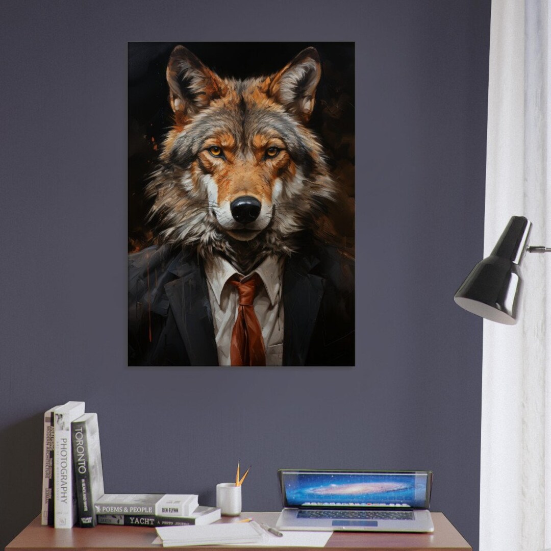 Vintage Wolf in Suit Digital Renaissance Oil Painting Aristocratic ...