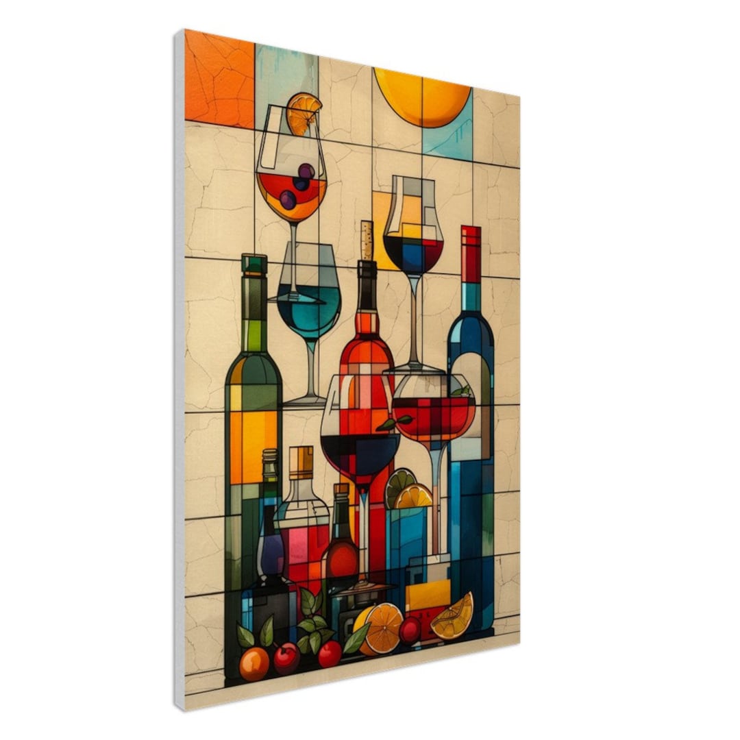Bar Art stained Glass Cocktail Bar Minimalist Wall Art, Restaurant Wall ...