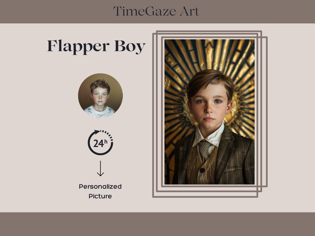 Personalised Flapper Boy Child Portrait From Photo, 1920s Picture ...