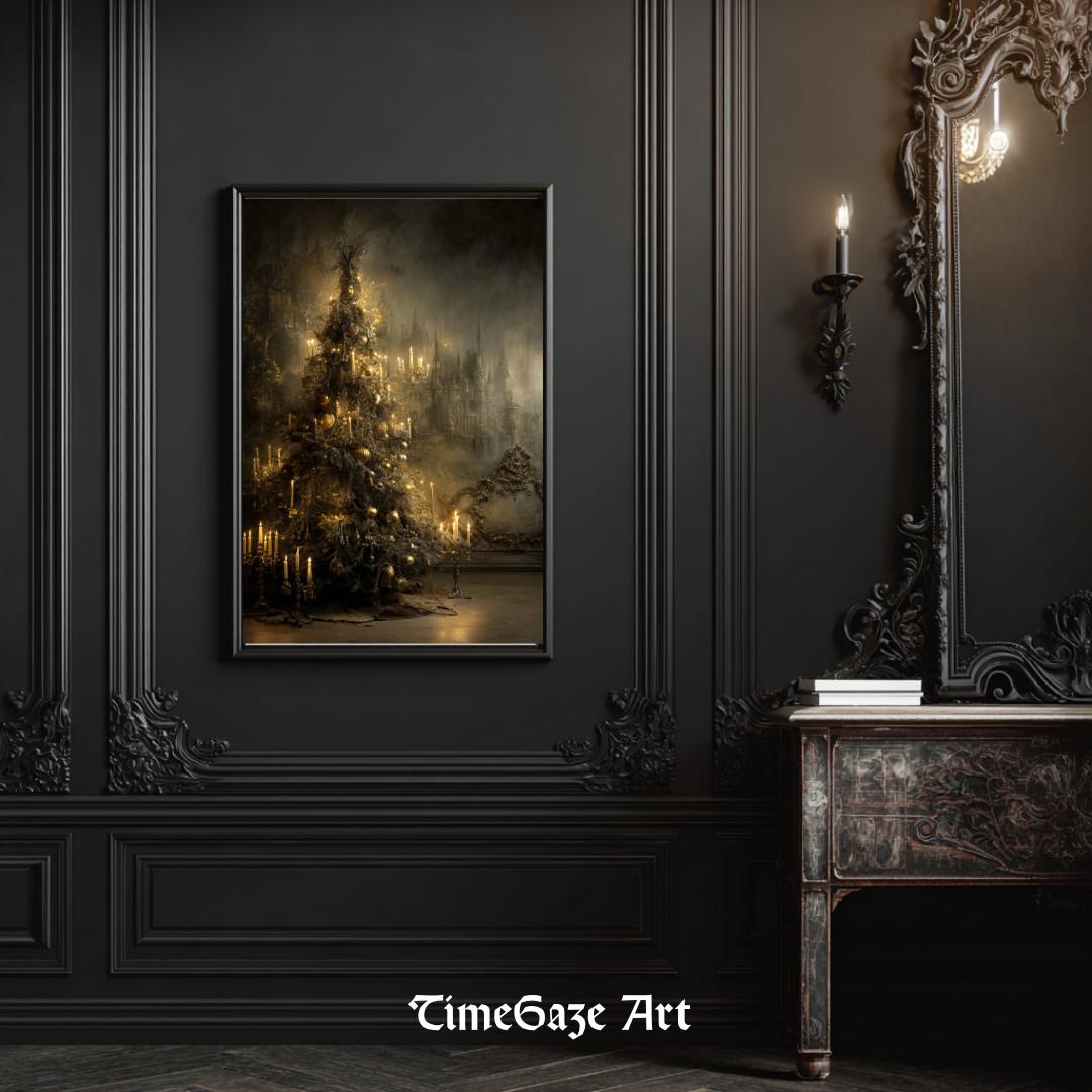 Victorian Gothic Christmas Tree Art: Dark Academia Holiday (digital ...
