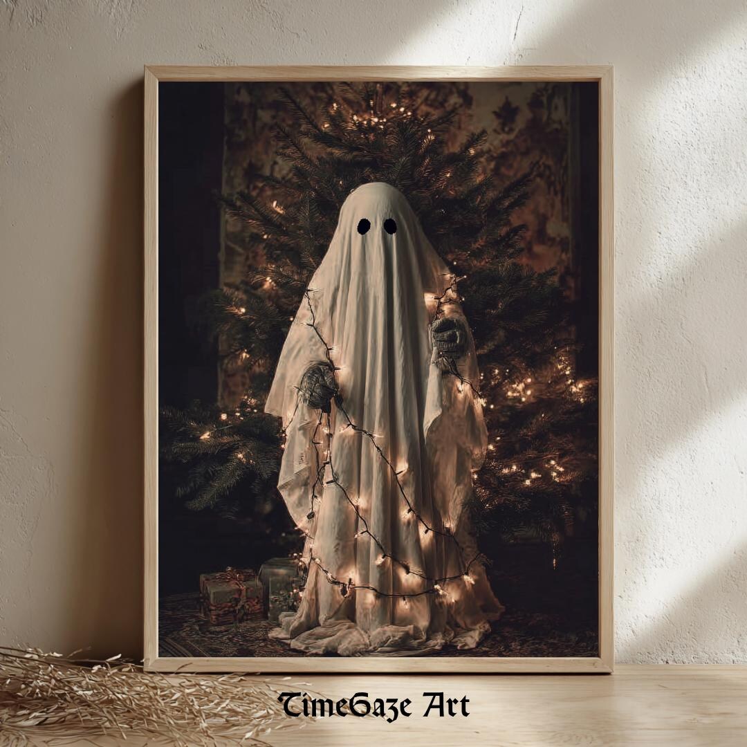 Gothmas Ghost Christmas Tree Art: Spooky Holiday Decor (digital ...