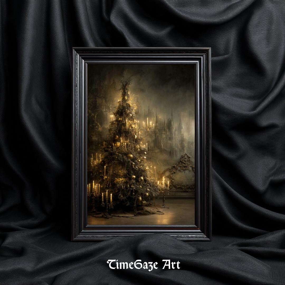 Victorian Gothic Christmas Tree Art: Dark Academia Holiday (digital ...