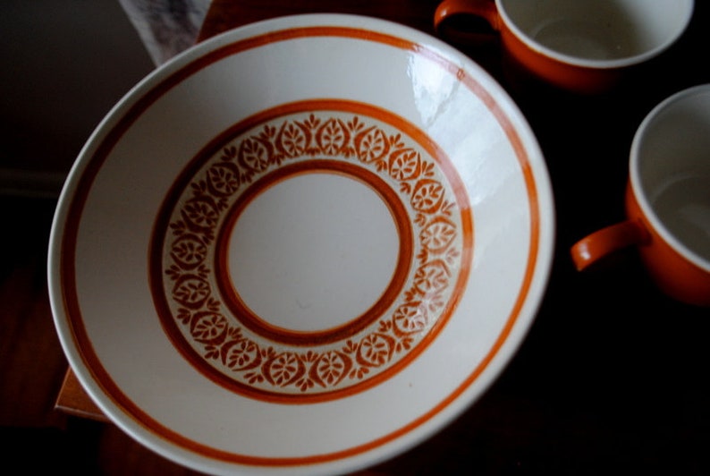1970 Vintage Royal Cavalier Ironstone Set of 9 Pieces With Orange Color ...