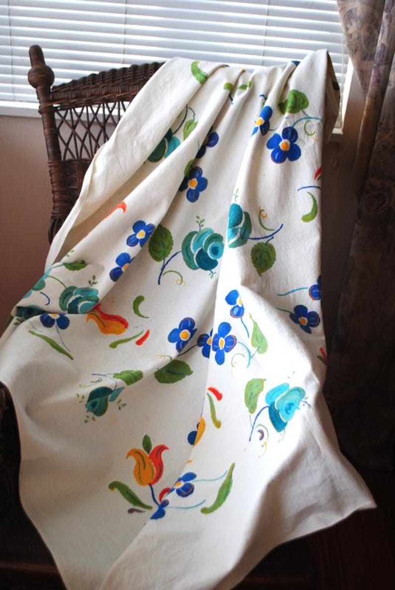 1960 Bark Cloth Tablecloth ( 51,0