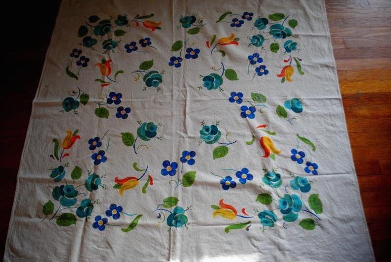1960 Bark Cloth Tablecloth ( 51,0