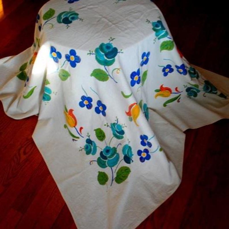 1960 Bark Cloth Tablecloth ( 51,0