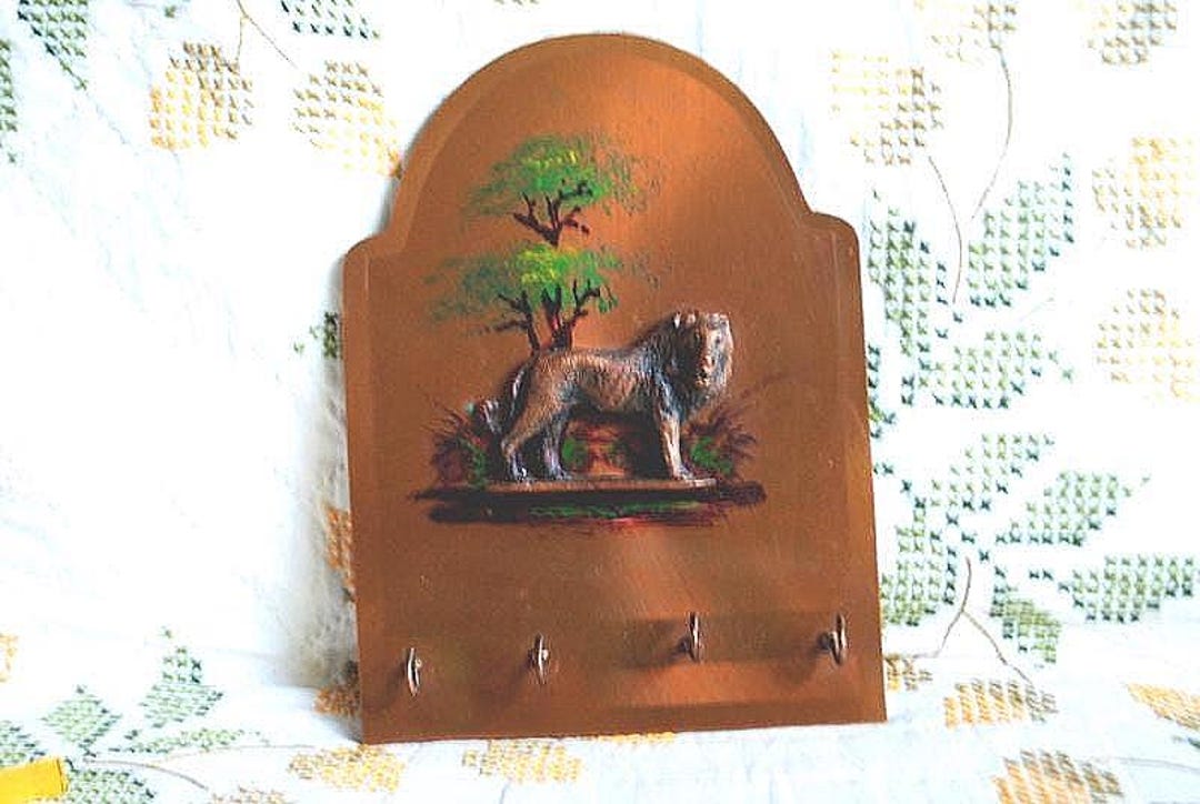 1987 Vintage, Unique Wall Plague - Key Holder / Rack , Cooper on Wood ...