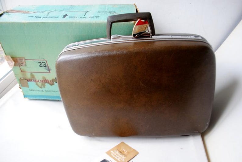 1960 Vintage , Medium Brown Hard Shell , Men's Carry -on , One Suiter ...