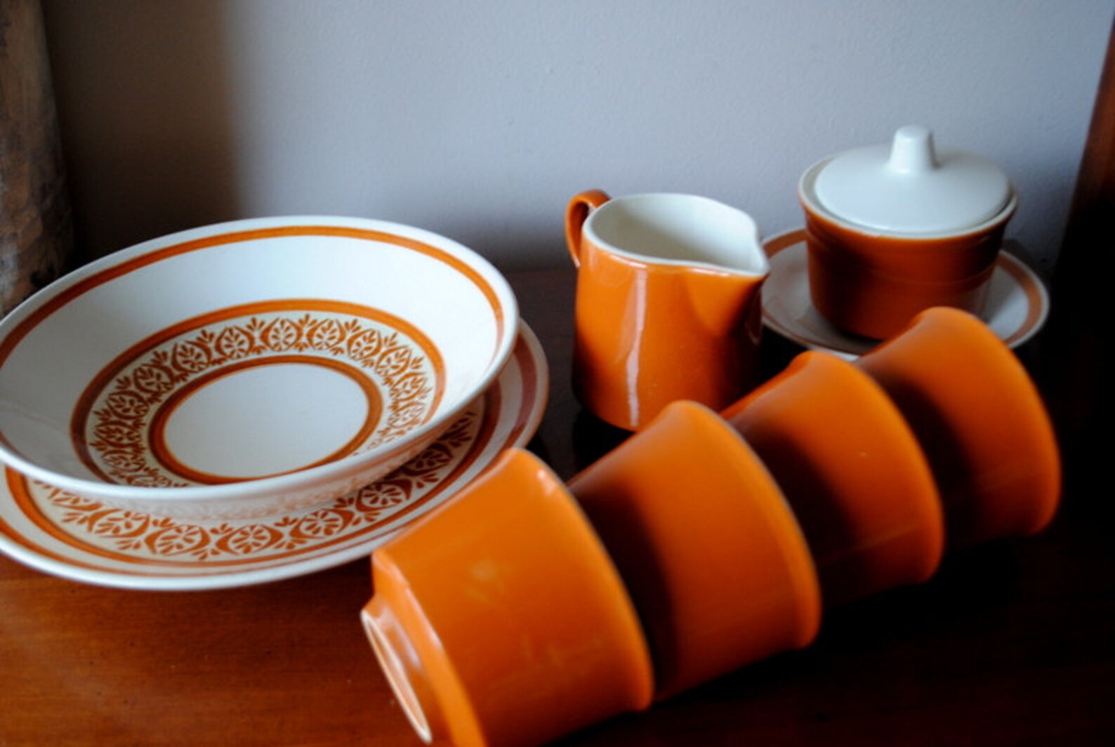 1970 Vintage Royal Cavalier Ironstone Set of 9 Pieces With Orange Color ...