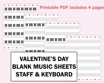 Printable Piano Music Theory Worksheets - Staff Note-naming - Valentine ...
