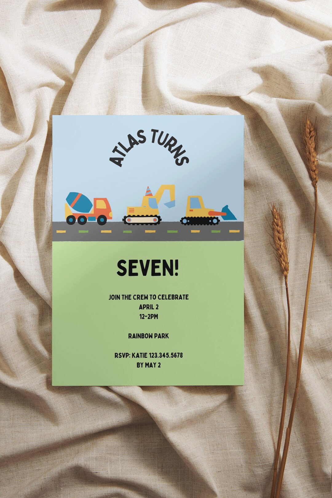 Construction Birthday Party Invitation Construction Party Invitation