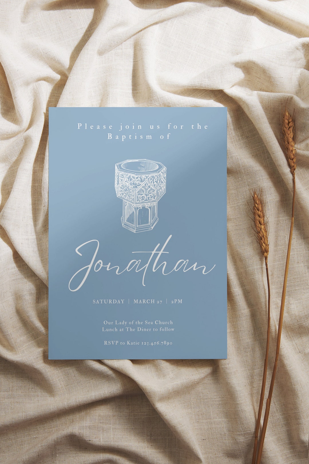 Customizable Catholic Baptism Invitation Template (digital Download) - Etsy