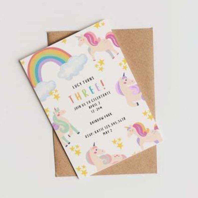CANVA PRO TEMPLATE Unicorn Birthday Invitation Girl Birthday Invitation ...