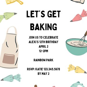 Baking Party Invitation | Baking Birthday Party Invitation ...