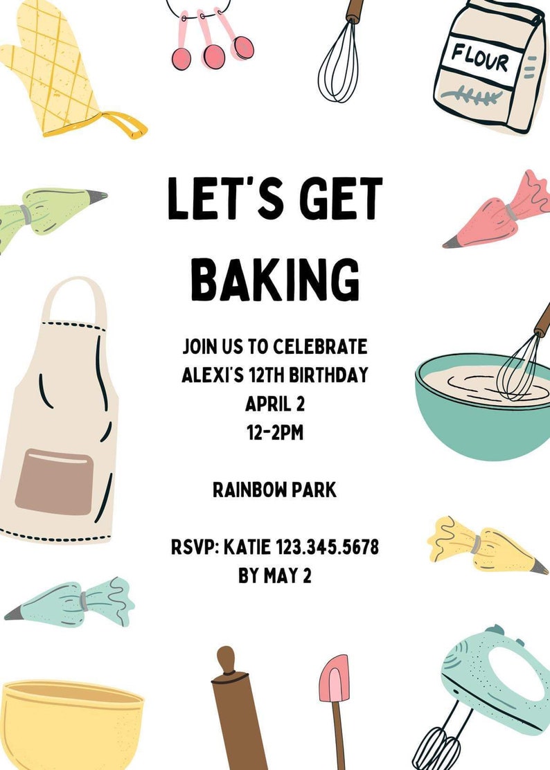 Baking Party Invitation | Baking Birthday Party Invitation ...